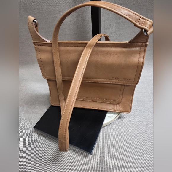 Fossil | Bags | Fossil Tan Leather Crossbody Bag Double Sided | Poshmark